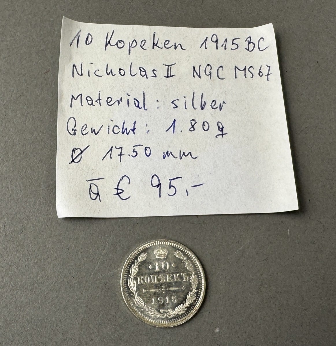 Silber Münze Russisches Kaiserreich 10 Kopeken 1915 - HELGUS Auktionen